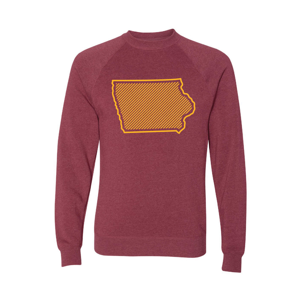 Iowa State Outline Themed Crewneck Sweatshirt | Soft & Spun Apparel