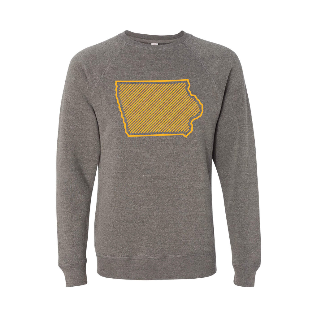 Iowa State Outline Themed Crewneck Sweatshirt | Soft & Spun Apparel